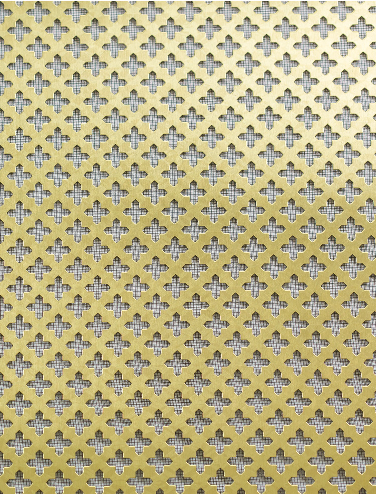 Radiator Grille, Small Cross Brass 1X1M With Black Backing Mesh Cut To Size